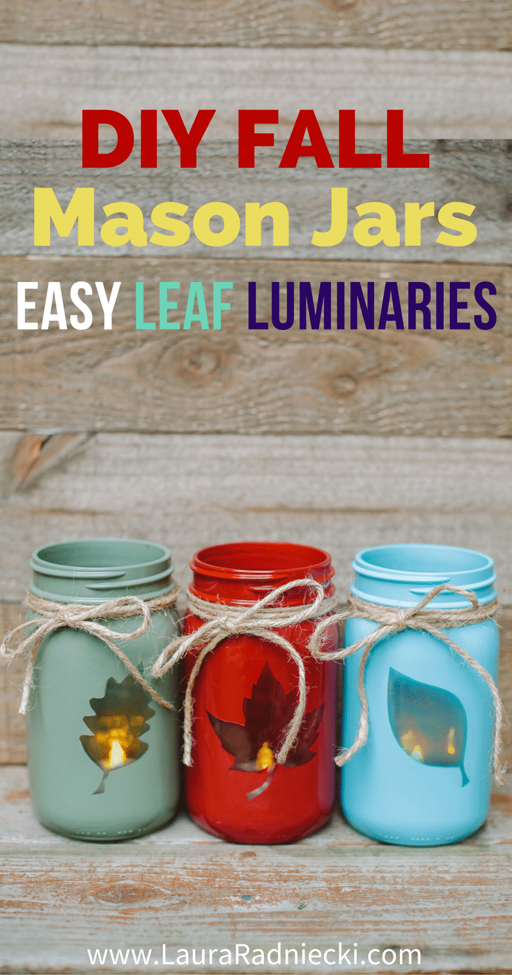 Reversible 2-in-1 DIY Fall Mason Jars | Easy Leaf Luminary Jar Craft