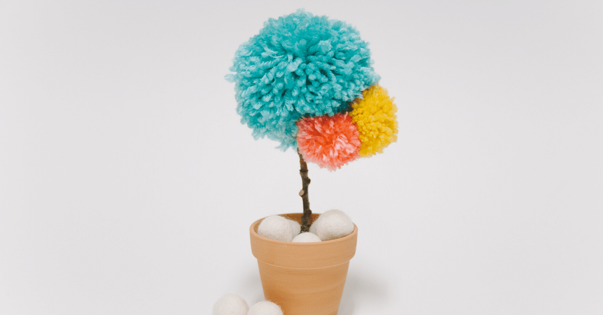 DIY Yarn Pom Pom Flower | Faux Potted Flower Idea