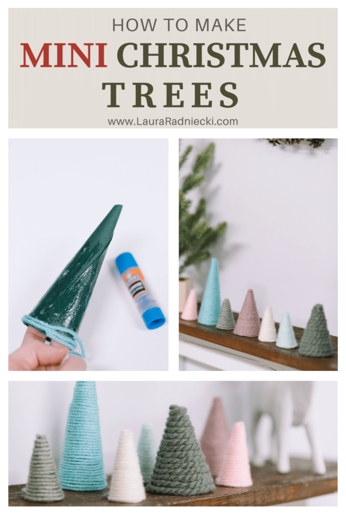How to Make Mini Christmas Trees with Paper Cones and Yarn