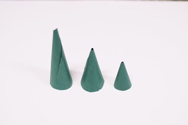 How to Make Mini Christmas Trees with Paper Cones and Yarn