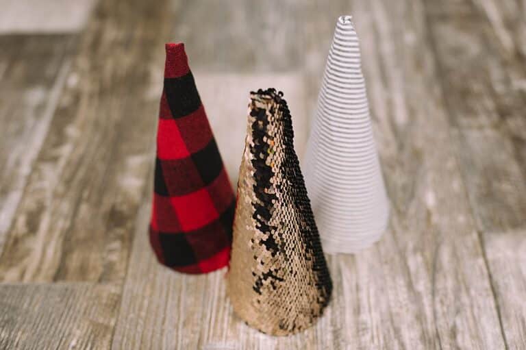 DIY Christmas Trees with Paper Cones and Fabric for the Holidays