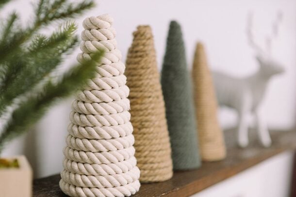 How to Make DIY Christmas Trees with Rope, Jute, Twine, and Yarn