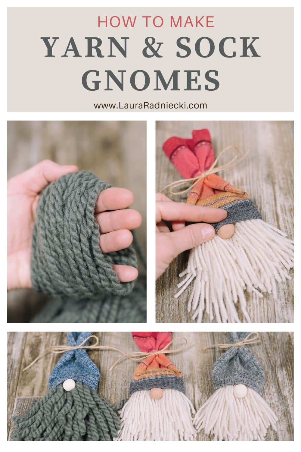 How to Make a Yarn and Sock Gnome for Christmas Decor - Laura Radniecki