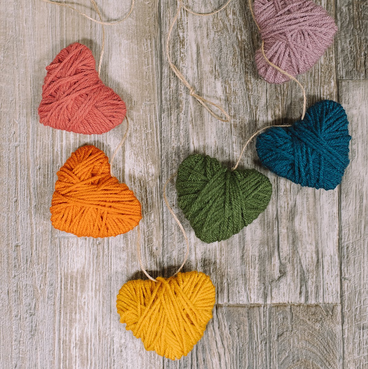 How to Make a Yarn Wrapped Heart Garland using Rainbow Yarn
