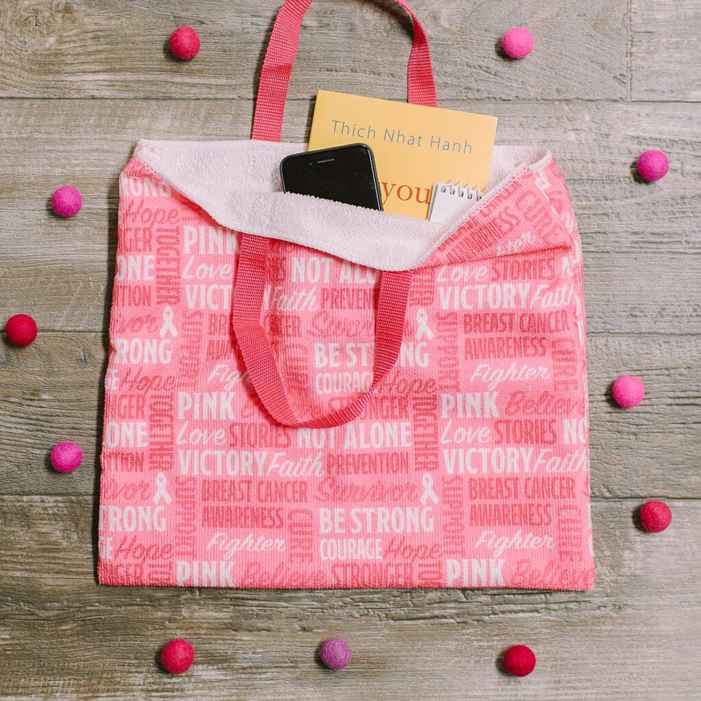 DIY Breast Cancer Hand Towel Tote Bag | Easy Sewing Tutorial