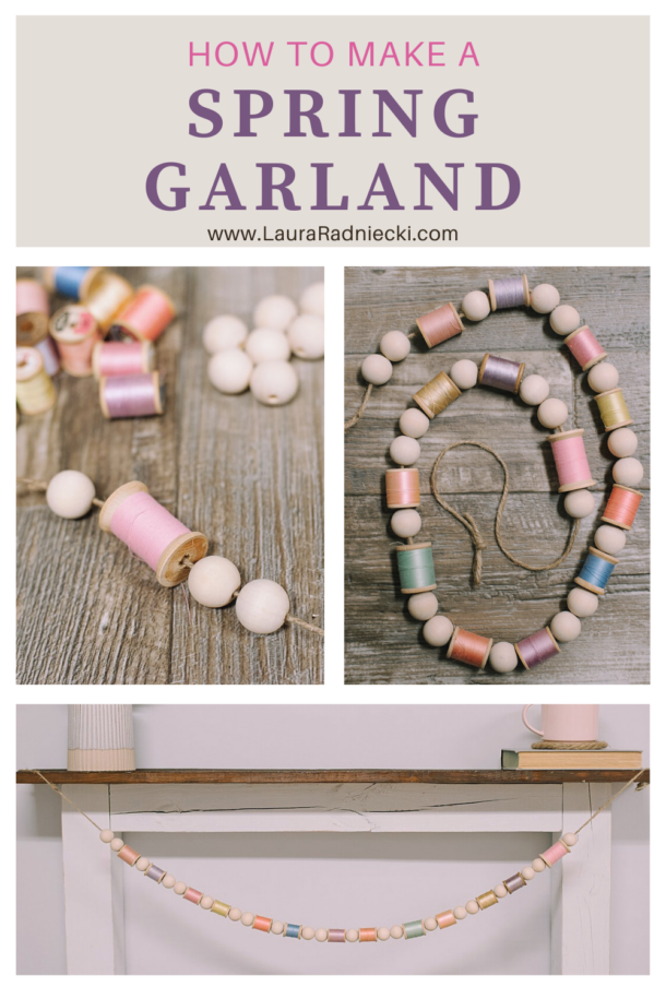 How to Make a Garland for Spring with Wood Beads and Spools