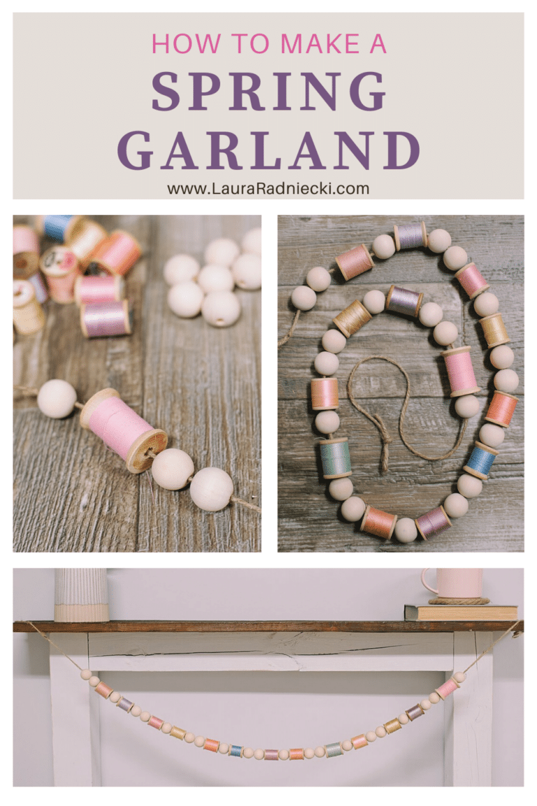 How to Make a Garland for Spring with Wood Beads and Spools