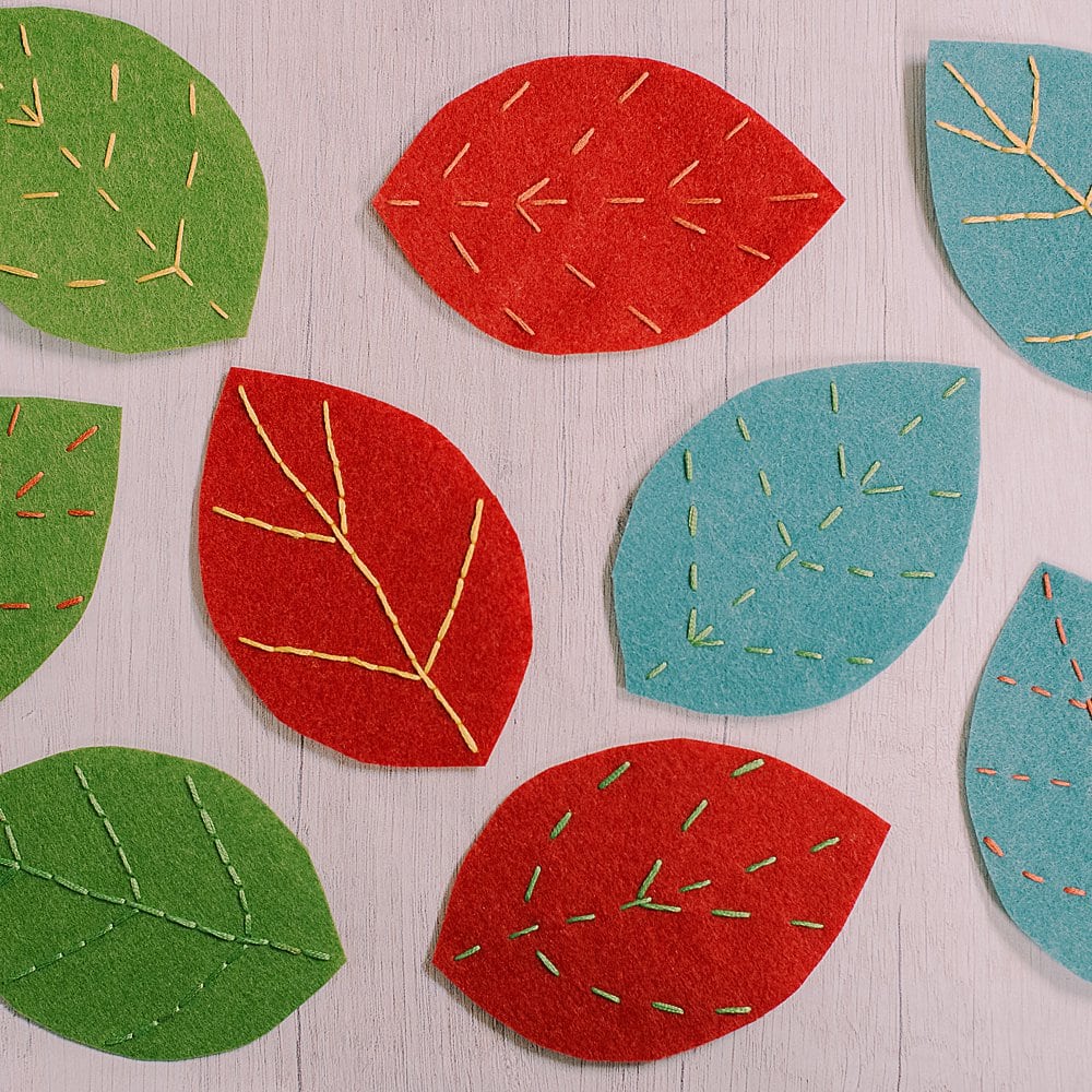 How to Make Embroidered Felt Leaves
