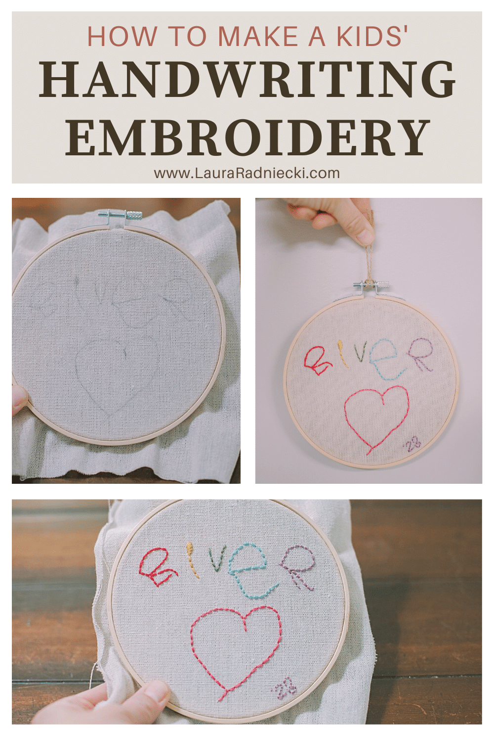 DIY Kids' Handwriting Embroidery