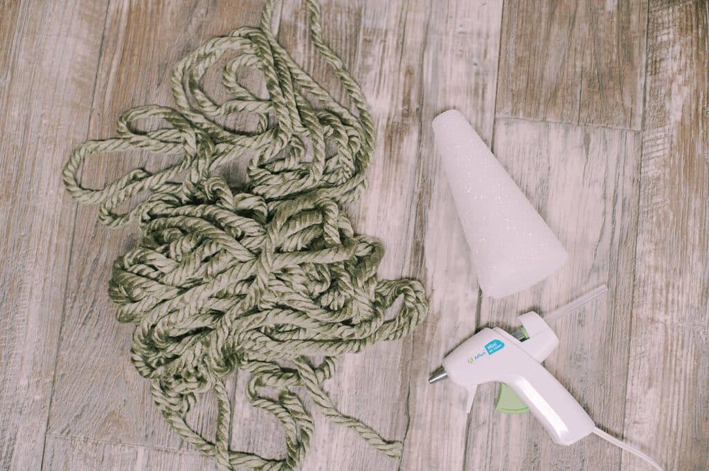 How to Make DIY Chunky Yarn-Wrapped Styrofoam Trees