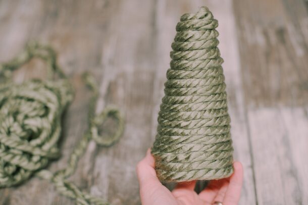How to Make DIY Chunky Yarn-Wrapped Styrofoam Trees