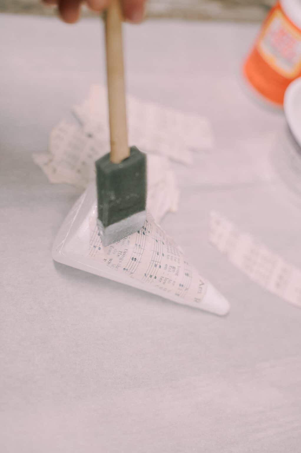 How to Make a DIY Mod Podge Book Page Cone Tree - Laura Radniecki