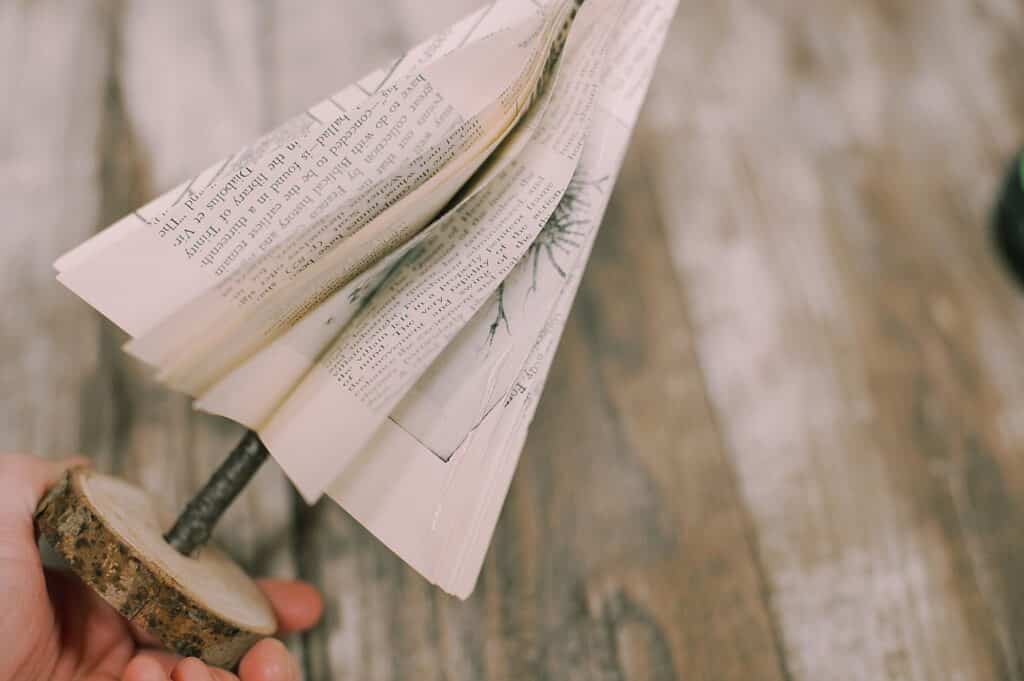 How to Make Book Page Trees | Easy Book Page Crafts - Laura Radniecki