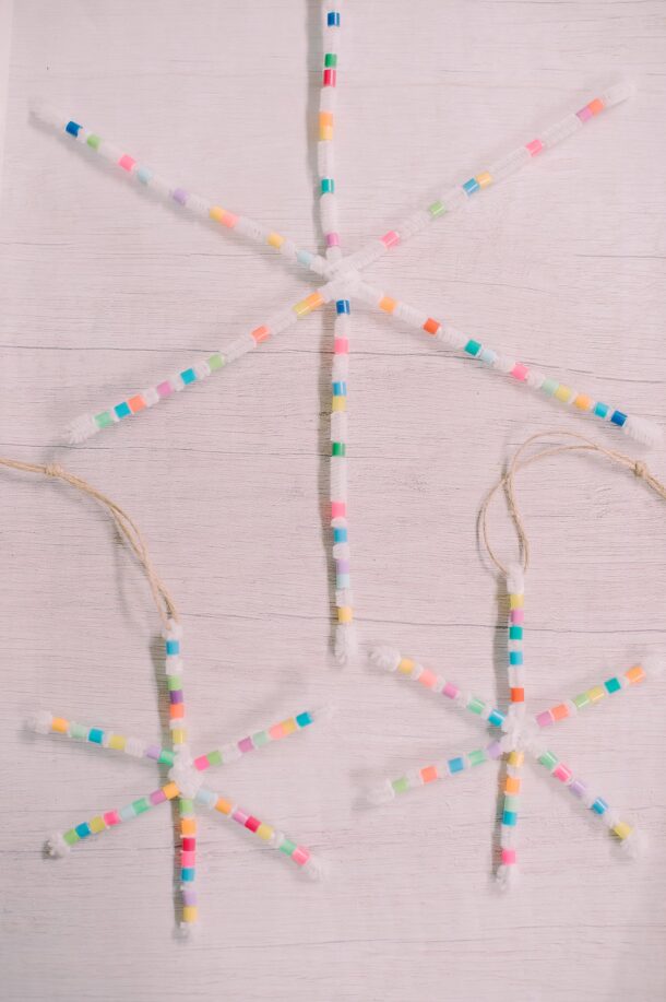 How to Make Perler Beaded Pipe Cleaner Snowflake Ornaments