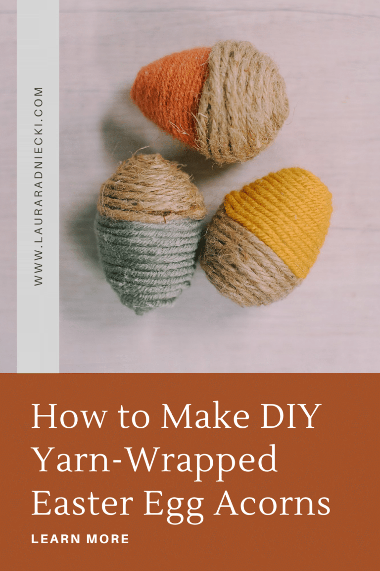 DIY Fall Acorns using Yarn-Wrapped Plastic Easter Eggs