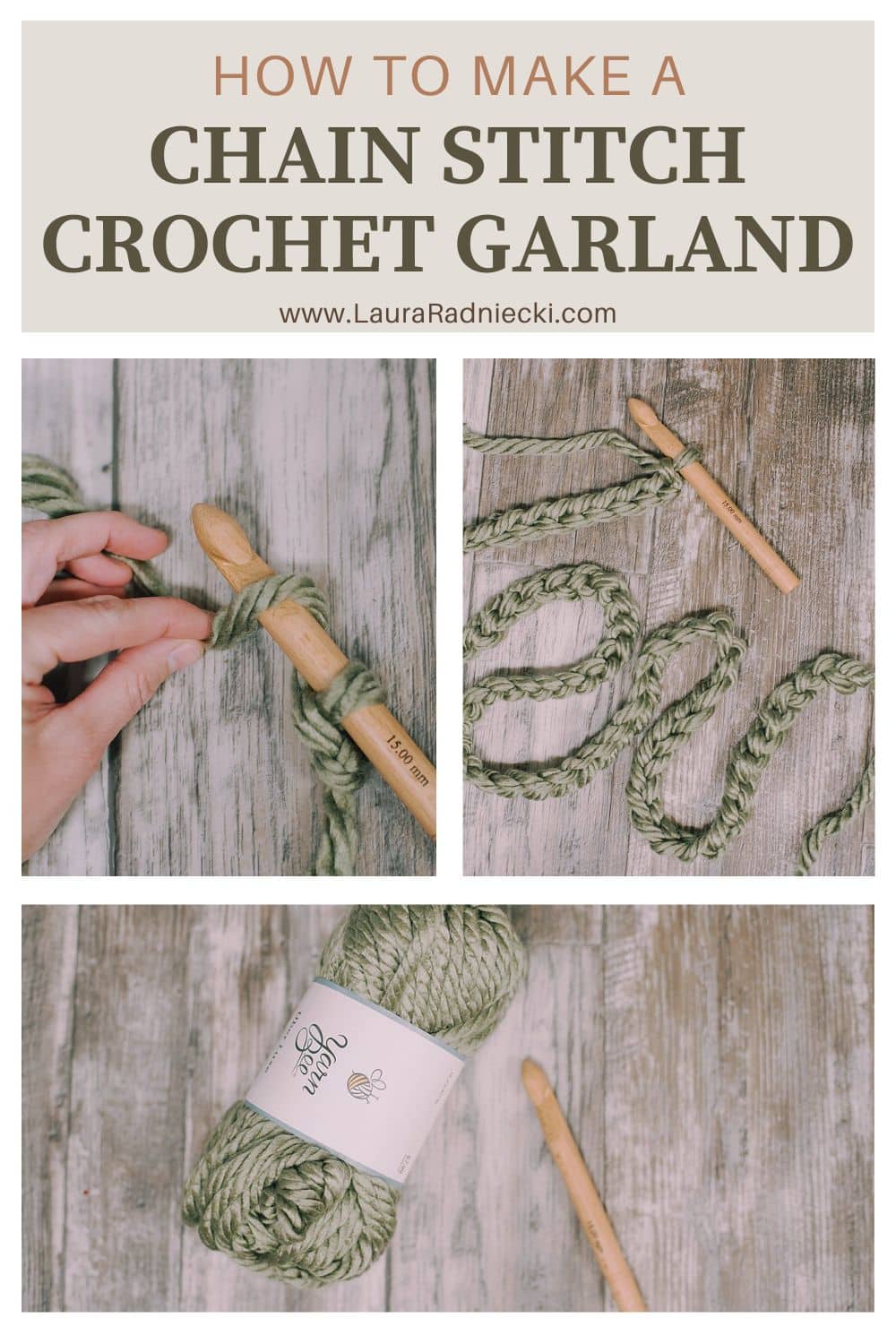 How to Make a DIY Chain Stitch Garland with Chunky Yarn - Laura Radniecki