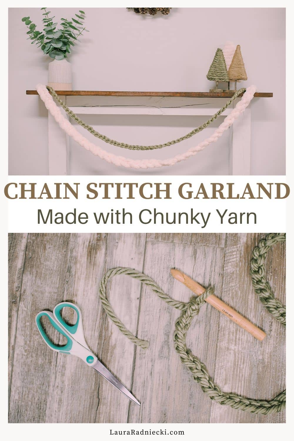 How to Make a DIY Chain Stitch Garland with Chunky Yarn - Laura Radniecki