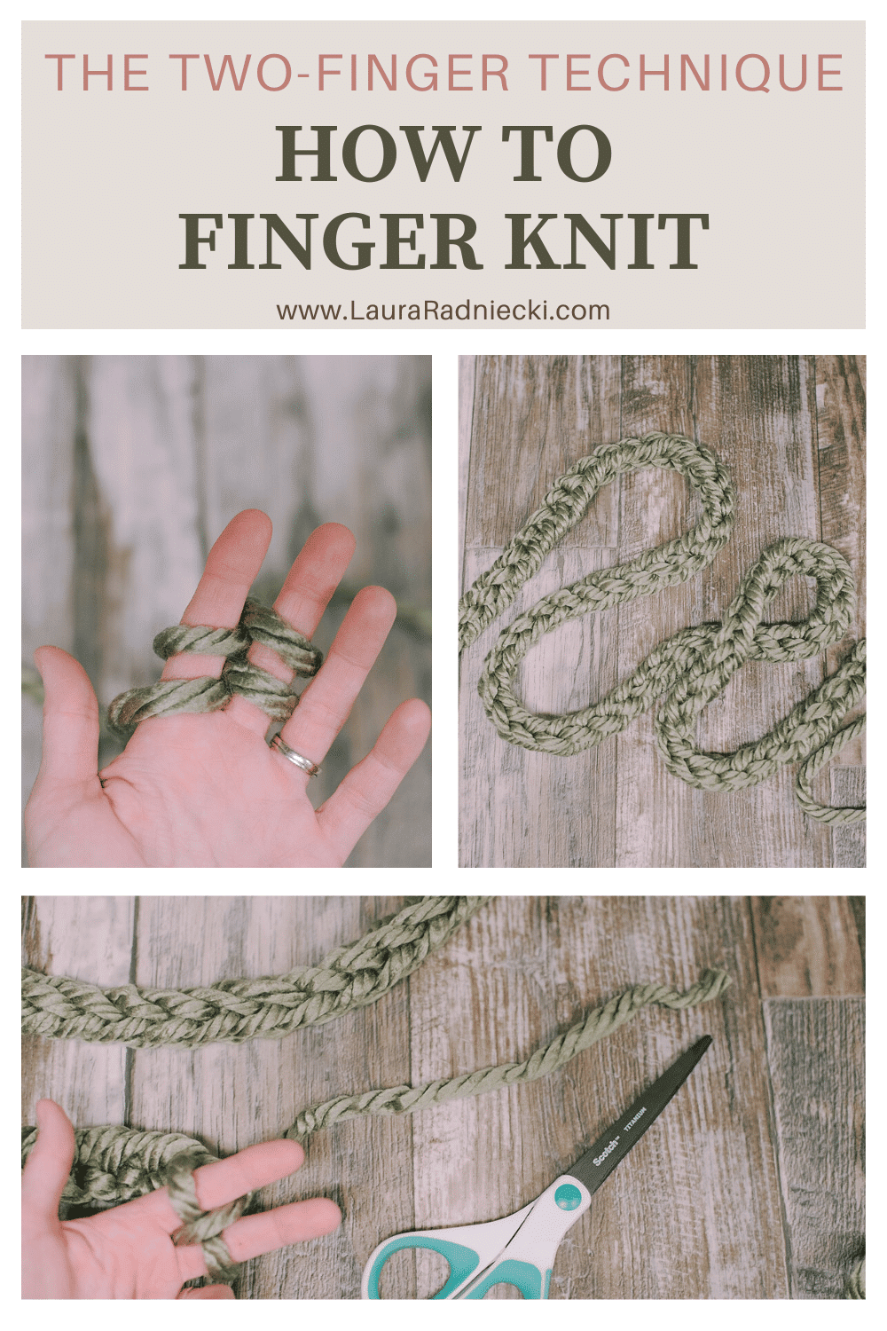 How to Finger Knit with Yarn using the Two Finger Knitting Style